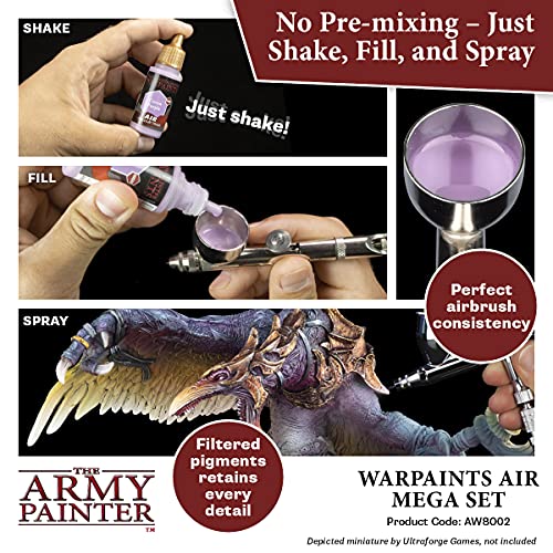 The Army Painter Warpaints Air Mega Set - Non-Toxic Water Based Airbrush paint set β paint and primer for Tabletop Roleplaying, Boardgames, and Wargames Miniature Model Painting