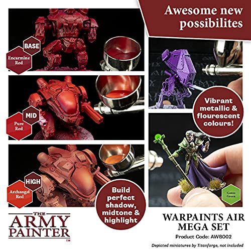 The Army Painter Warpaints Air Mega Set - Non-Toxic Water Based Airbrush paint set β paint and primer for Tabletop Roleplaying, Boardgames, and Wargames Miniature Model Painting