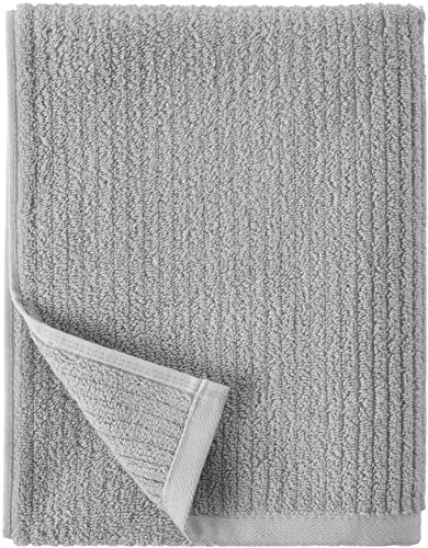 Amazon Aware 100% Organic Cotton Ribbed Bath Towels - Hand Towels, 4-Pack, Light Gray