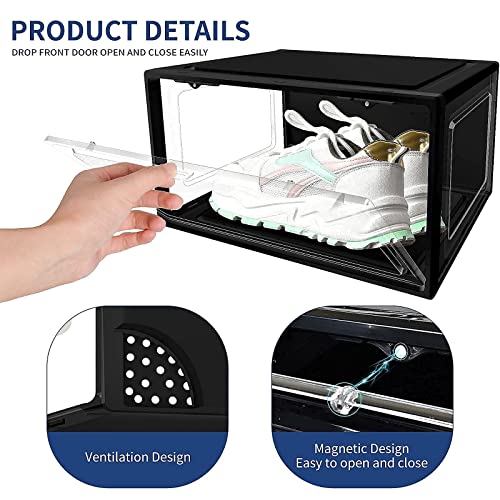 mupera X-Large Shoe Boxes Clear Plastic Stackable Shoe Storage Box with Clear Door for Closet, Plastic Shoe Boxes with Lids, Drop Front Shoe Box, Storage Containers for Organizing Sneaker(9 Pack)