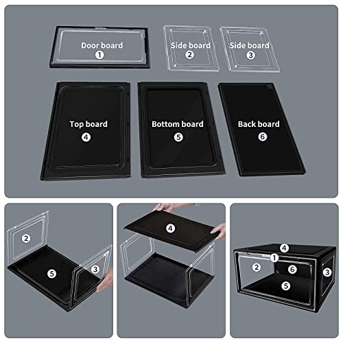 mupera X-Large Shoe Boxes Clear Plastic Stackable Shoe Storage Box with Clear Door for Closet, Plastic Shoe Boxes with Lids, Drop Front Shoe Box, Storage Containers for Organizing Sneaker(9 Pack)