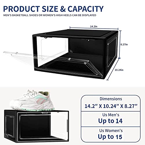 mupera X-Large Shoe Boxes Clear Plastic Stackable Shoe Storage Box with Clear Door for Closet, Plastic Shoe Boxes with Lids, Drop Front Shoe Box, Storage Containers for Organizing Sneaker(9 Pack)