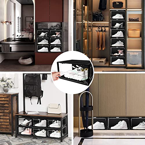 mupera X-Large Shoe Boxes Clear Plastic Stackable Shoe Storage Box with Clear Door for Closet, Plastic Shoe Boxes with Lids, Drop Front Shoe Box, Storage Containers for Organizing Sneaker(9 Pack)