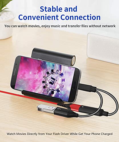USB C to USB Adapter with Type C Charging, 2 in 1 Type C 3.0 OTG Splitter with 60W PD Fast Charge Compatible for Galaxy S23 S22 S21 S20 S20+ Note 20/10,Switch,LG V40 V30 G8, Pixel4 XL,Google TV 2020