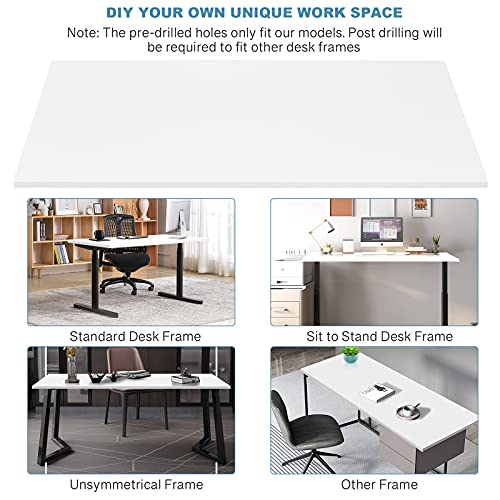 Tangkula Universal Solid One-Piece Table Top, 48 x 24 inch Wood Table Top for Standard & Sit to Stand Desk Frame, Rectangular Office Countertop, Home Office Relevance Wood Tabletop (White)