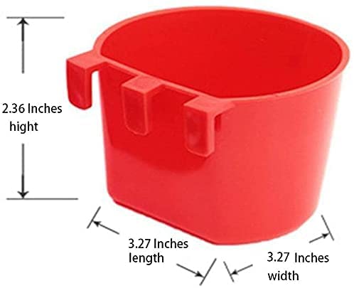 ORIBUKI Cage Cups Birds Feeders Seed Bowl Chicken Feeding Watering Dish Rabbit Water Food Hanging Wire Cages Box 8oz/16oz Coop Cups for Pet Parrot Parakeet Gamefowl Poultry Pigeon (10PCS Red)