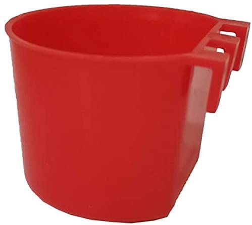 ORIBUKI Cage Cups Birds Feeders Seed Bowl Chicken Feeding Watering Dish Rabbit Water Food Hanging Wire Cages Box 8oz/16oz Coop Cups for Pet Parrot Parakeet Gamefowl Poultry Pigeon (10PCS Red)