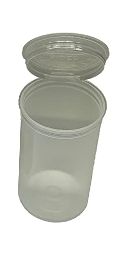 Generic, EVO Plastics 30 Pack of Pop Top Containers DRAM 19 Bottles (Transparent)(2.75In Deep X 1.5In Wide) - Dry Herb Containers - Child Resistant Smell Proof Container - Pill Vials - Rx Vial