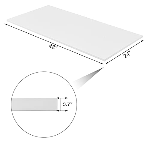 Tangkula Universal Solid One-Piece Table Top, 48 x 24 inch Wood Table Top for Standard & Sit to Stand Desk Frame, Rectangular Office Countertop, Home Office Relevance Wood Tabletop (White)