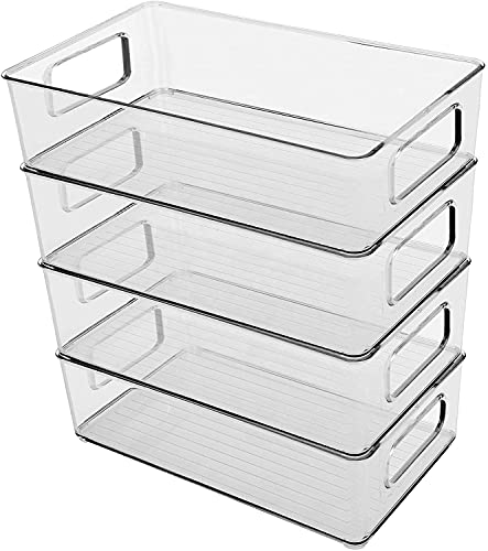 MLTS Fridge organizer | Stackable Storage Bins Clear Plastic Pantry Rack Refrigerator Kitchen Cabinet Frozen pod dividers Mini can holder Food Safe Multiple Use Pack of 2