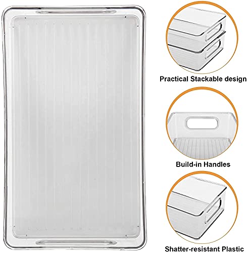 MLTS Fridge organizer | Stackable Storage Bins Clear Plastic Pantry Rack Refrigerator Kitchen Cabinet Frozen pod dividers Mini can holder Food Safe Multiple Use Pack of 2