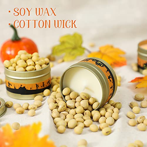 Scented Candles, Halloween Decorations, Halloween Candles for Home Scented, Pumpkin Candle Set, Soy Wax Candles Gift Set for Halloween Night Party (4 x 2.5 oz) Valentines Day Gifts for Her