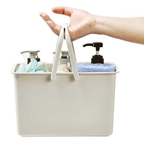 ALINK Plastic Shower Caddy Basket with Handle, Portable Storage Organizer for College Dorm, Bathroom, Kitchen - Abricot