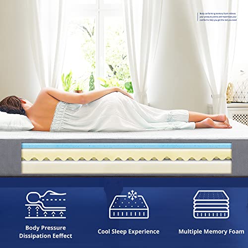 Olee Sleep 6 Inch Ventilated Gel Infused Memory Foam Mattress, CertiPUR-US® Certified, Gray, Full