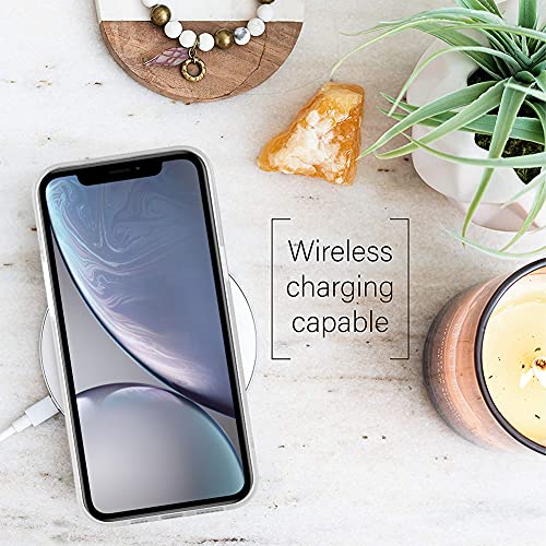 ZIYE Designed for iPhone XR Case with Card Holder for Women Girls Shell Pattern TPU Protective Phone Bumper ID Card Wallet Pocket with Screen Protector Ring Holder White