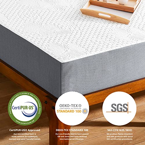 Olee Sleep 6 Inch Ventilated Gel Infused Memory Foam Mattress, CertiPUR-US® Certified, Gray, Full