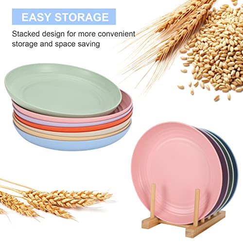 ZongXing Wheat Straw Plates, 14 Pack 6 inch Plastic Plates Reusable, Lightweight Unbreakable Dinner Plates Set, Healthy Cereal Dishes Dishwasher & Microwave Safe, Beige