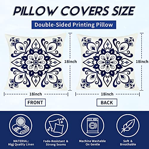 Thideape Yellow and Blue Throw Pillows 18x18 Set of 2 Bohemian Boho Throw Pillows Outdoor Pillows Bed Living Room Couch Sofa Pillows