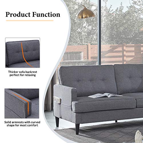 71" Modern Design Couch Soft Linen Upholstery Loveseat for Compact Living Space, Apartment, Dorm.