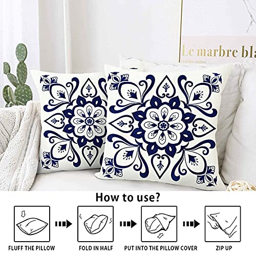 Thideape Yellow and Blue Throw Pillows 18x18 Set of 2 Bohemian Boho Throw Pillows Outdoor Pillows Bed Living Room Couch Sofa Pillows