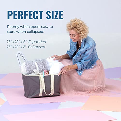 KITLIFE - Pop Up Laundry Tote –Collapsible Laundry Basket–Versatile Fabric Laundry Basket / Car Organizer / Grocery Bag, Navy