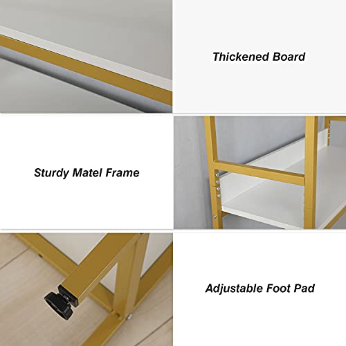 MELLCOM Golden Bookcase, 4 + 2 Tier Bookshelf with 2 Pull-Out Storage Cabinet Bohemian Style 71ββ Modern Bookshelves with 4 Adjustable Foot Pad Easy Assembled for Home, Office