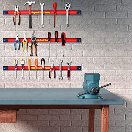 ERGOMASTER 3 Pcs 18" Magnetic Tool Holder Bar Organizer Storage Rack for Garage Workshops ( Mounting Screws Included )
