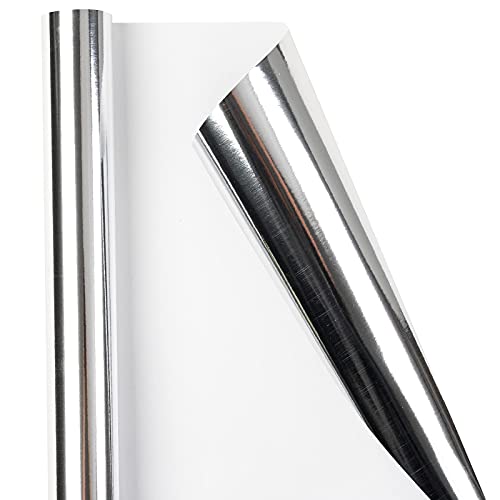 RUSPEPA Silver Metallic Wrapping Paper - Solid Color Paper Perfect for Wedding, Birthday, Christmas, Baby Shower - 17.3 Inches X 32.8 Feet