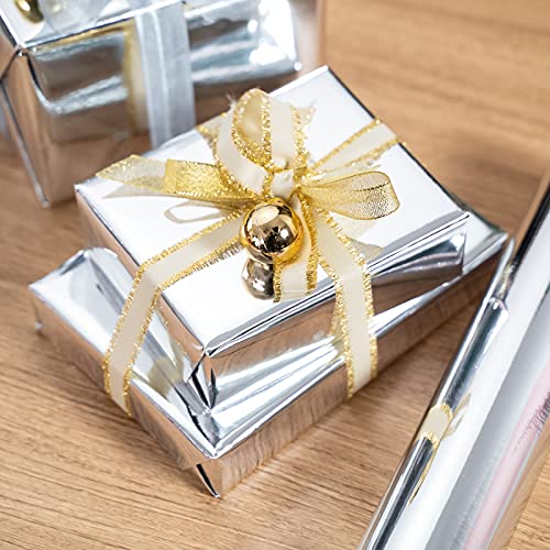 RUSPEPA Silver Metallic Wrapping Paper - Solid Color Paper Perfect for Wedding, Birthday, Christmas, Baby Shower - 17.3 Inches X 32.8 Feet