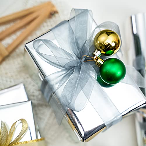 RUSPEPA Silver Metallic Wrapping Paper - Solid Color Paper Perfect for Wedding, Birthday, Christmas, Baby Shower - 17.3 Inches X 32.8 Feet
