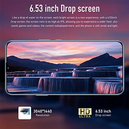 DAUERHAFT 5G WiFi Smartphone, 4500mAh 8GB RAM 128GB ROM 6.53 Inch X40 Pro Mobile Phone Blue for Work Use(#1)