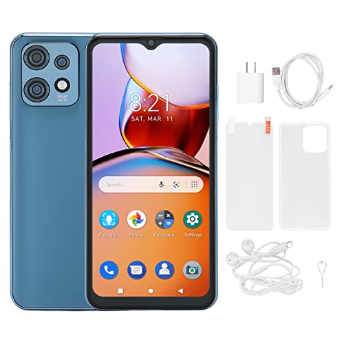DAUERHAFT 5G WiFi Smartphone, 4500mAh 8GB RAM 128GB ROM 6.53 Inch X40 Pro Mobile Phone Blue for Work Use(#1)