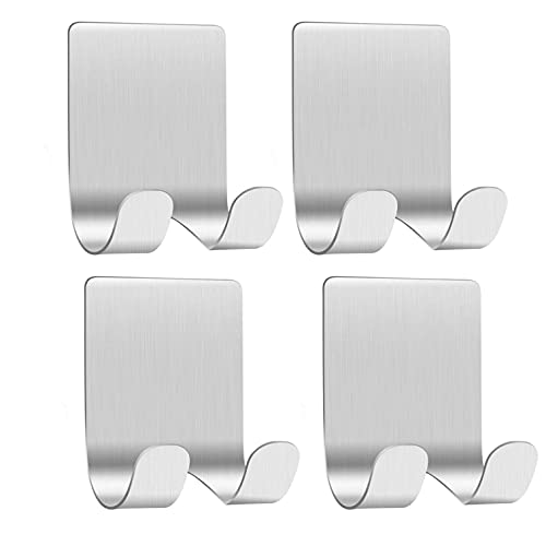 Razor Holder for Shower( 4 Pack), JEXCULL Stainless Steel Self Adhesive Shaver Hooks Hangers Holders Racks Organizers Heavy Duty Bathing Shower Hook for Bathroom, Toilet, Loofah(Silvery)