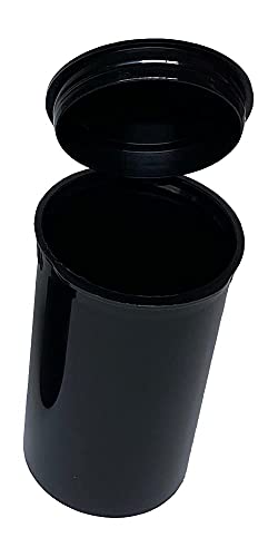 EVO Plastics| 30 Pack of Pop Top Containers DRAM 19 Bottles (Black)- USA Made - Child Resistant - Pill Vials - Smell Proof Container- Dry Herb Bottle