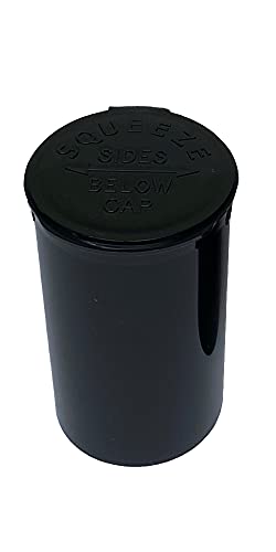 EVO Plastics| 30 Pack of Pop Top Containers DRAM 19 Bottles (Black)- USA Made - Child Resistant - Pill Vials - Smell Proof Container- Dry Herb Bottle