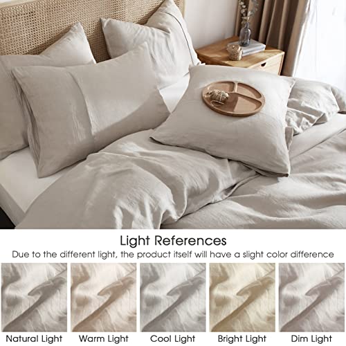 HYPREST Linen Duvet Cover King Size, 100% French Flax Linen Bedding Duvet Covers Soft Breathable Cooling Farmhouse Style with Zipper, Moisture-Absorbing & Durable