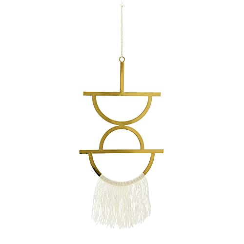 Main + Mesa Geometric Metal Wall Hanging with Tassel, Gold