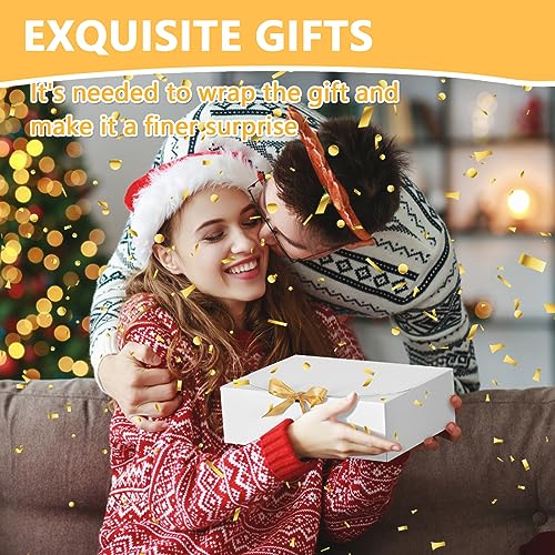 WLUSEAXI 15Pack Gift Boxes with Lids, 10.6x7.8x3.1 Inches Bridesmaid Proposal Boxes with Ribbon, White Gift Boxes for Presents,Kraft Paper Boxes for Wedding Christmas Birthday Baby Shower Party