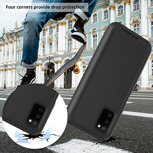 Compatible with Samsung Galaxy A02s Case,with Screen Protectors,Heavy Duty Rugged Shockproof Full Body Protection Kickstand Case with Belt Clip Holster for Samsung Galaxy A02s (Black)