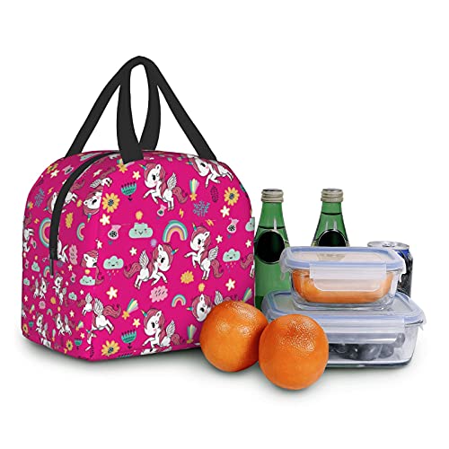 Unicorn Insulated Lunch Bag with Front Pocket,Reusable Cooler Tote with Zipper for Men & Women