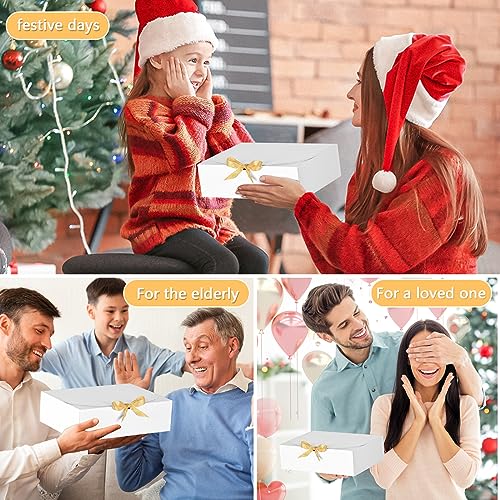 WLUSEAXI 15Pack Gift Boxes with Lids, 10.6x7.8x3.1 Inches Bridesmaid Proposal Boxes with Ribbon, White Gift Boxes for Presents,Kraft Paper Boxes for Wedding Christmas Birthday Baby Shower Party