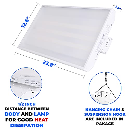 2FT LED High Bay Shop Light, 2FT 321W, 41730Lumens 5000K Daylight Linear Hanging Light for Warehouse Workshop Supermarket (dimmable) (321)
