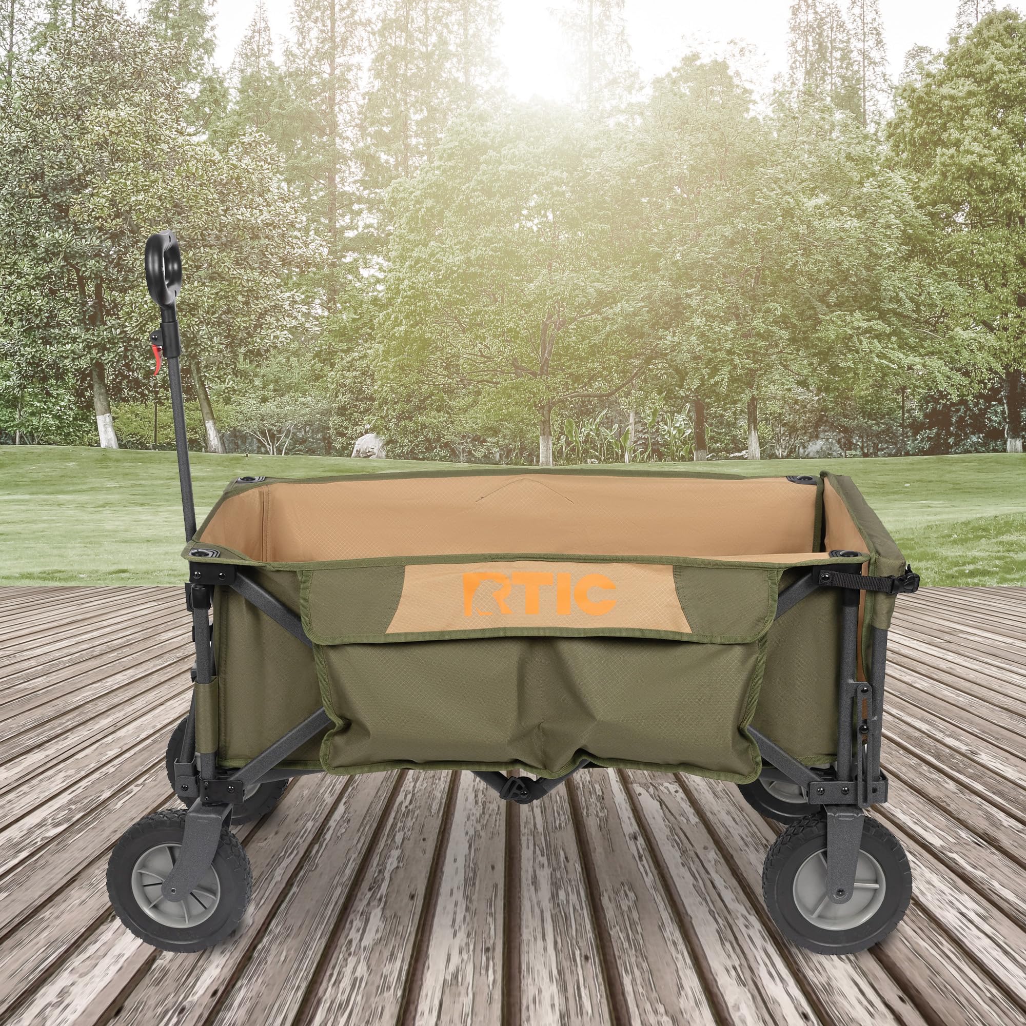 RTIC Ultra-Tough Wagon Folding Utility Cart with All-Terrain Wheels, Foldable, Portable, Collapsible, Push Pull Cart for Camping, Beach, Garden, Outdoor, Sports, 250 Lbs Capacity, Trailblazer