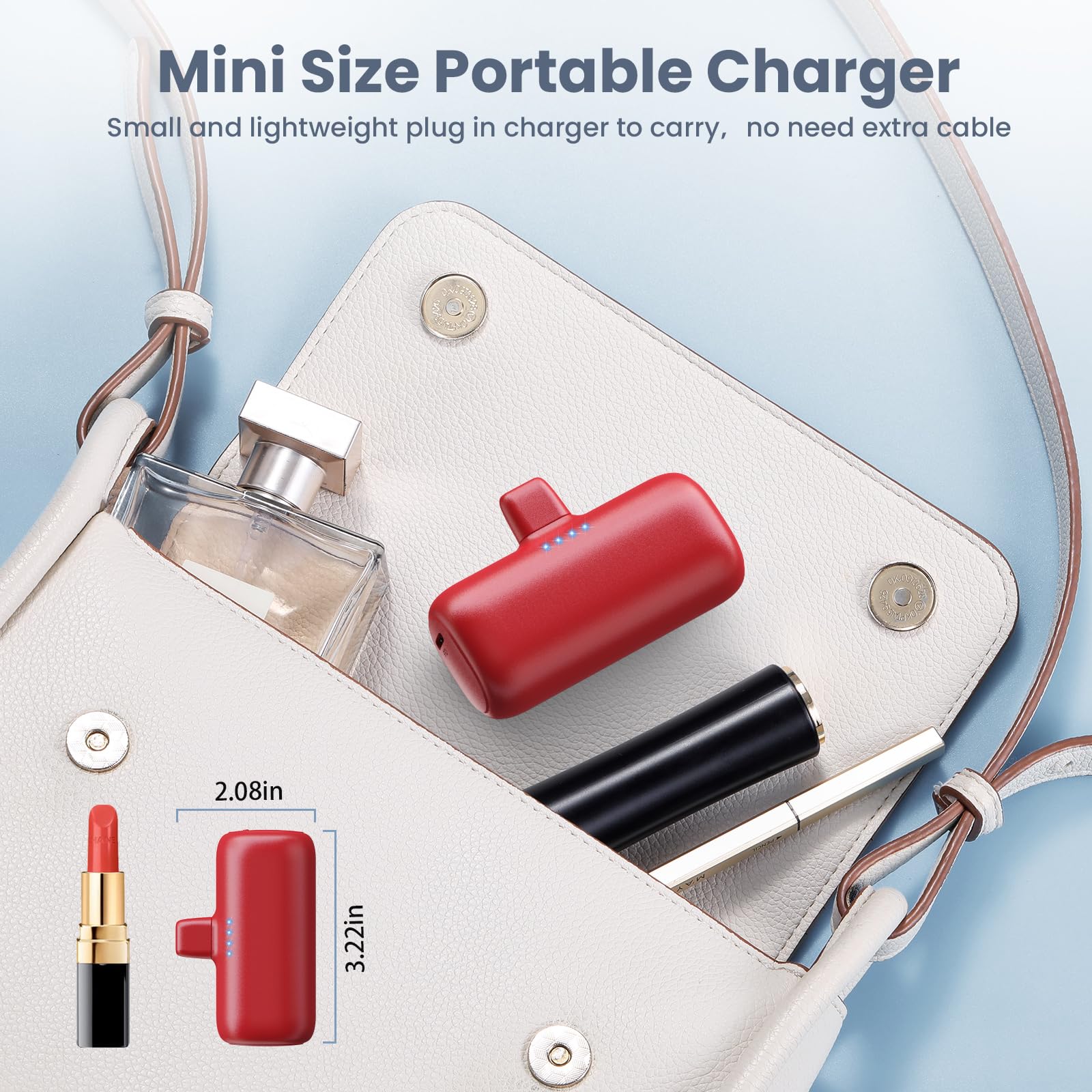 [2-Pack] Mini Portable Charger for iPhone,5200mAh Ultra Compact PD Fast Charging Power Bank,Plug-in Battery Pack Travel Cordless Phone Charger,Compatible with iPhone 14/14Pro/13/12/11/X/8/7/6plus etc