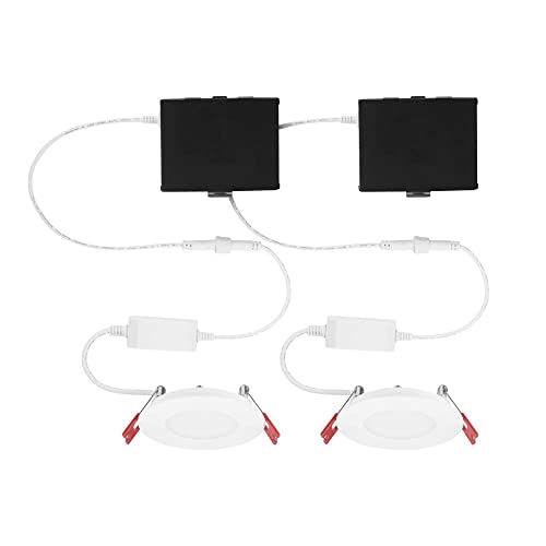Globe Electric 50466 Wi-Fi Smart 3" Ultra Slim LED Recessed Lighting Kit 2-Pack, No Hub Required, Voice Activated, 7 W, Multicolor Changing RGB, Tunable White 2000K - 5000K, 390 Lumens, Wet Rated