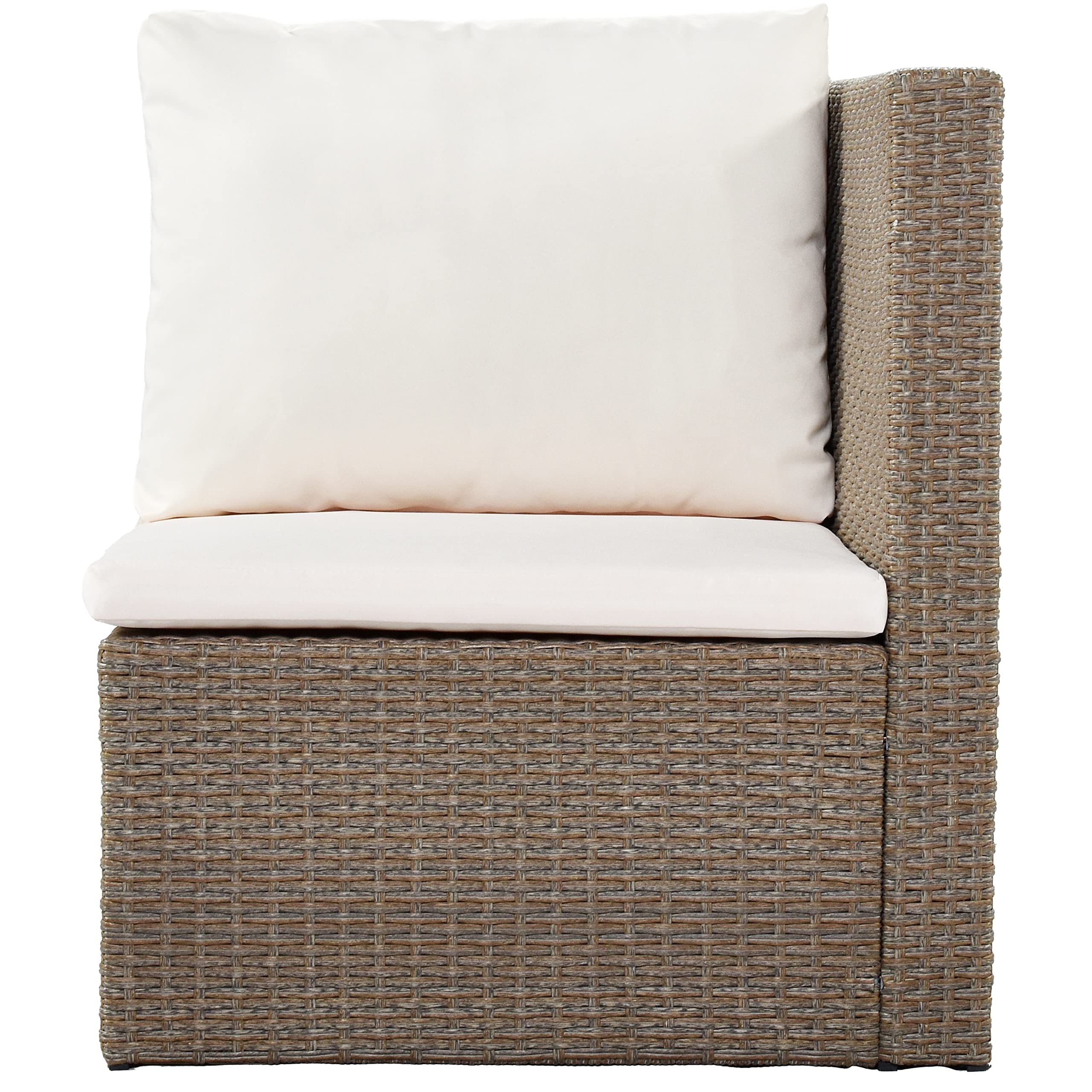 BIADNBZ 6-Piece Patio Furniture Set Outdoor PE Wicker Rattan Conversation Sectional Sofa Couch with 2 Tea Tables for Garden,Poolside, 1, Brown+Beige