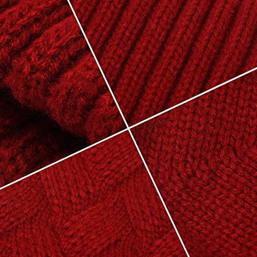 ROSFORU Knit Christmas Stockings, 4 Pack Large Size Candy Gift Bag Personalized Decoration Weave Xmas Socks, Classic Style(2Pcs Ivory White+ 2Pcs Burgundy)