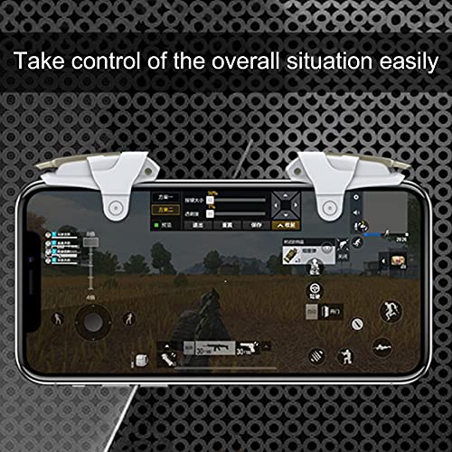 Washranp 2pcs Phone Gaming Triggers Second-Generation Chicken King Mini Metal Physical Button Free Fire Shooting Aim Key Controller Gamepads for Smart Phone White