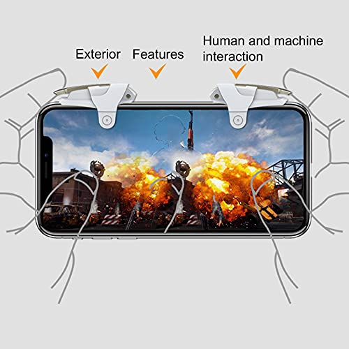 Washranp 2pcs Phone Gaming Triggers Second-Generation Chicken King Mini Metal Physical Button Free Fire Shooting Aim Key Controller Gamepads for Smart Phone White