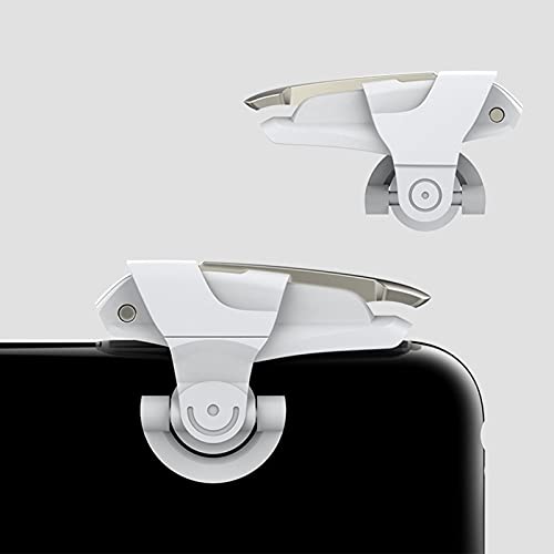 Washranp 2pcs Phone Gaming Triggers Second-Generation Chicken King Mini Metal Physical Button Free Fire Shooting Aim Key Controller Gamepads for Smart Phone White